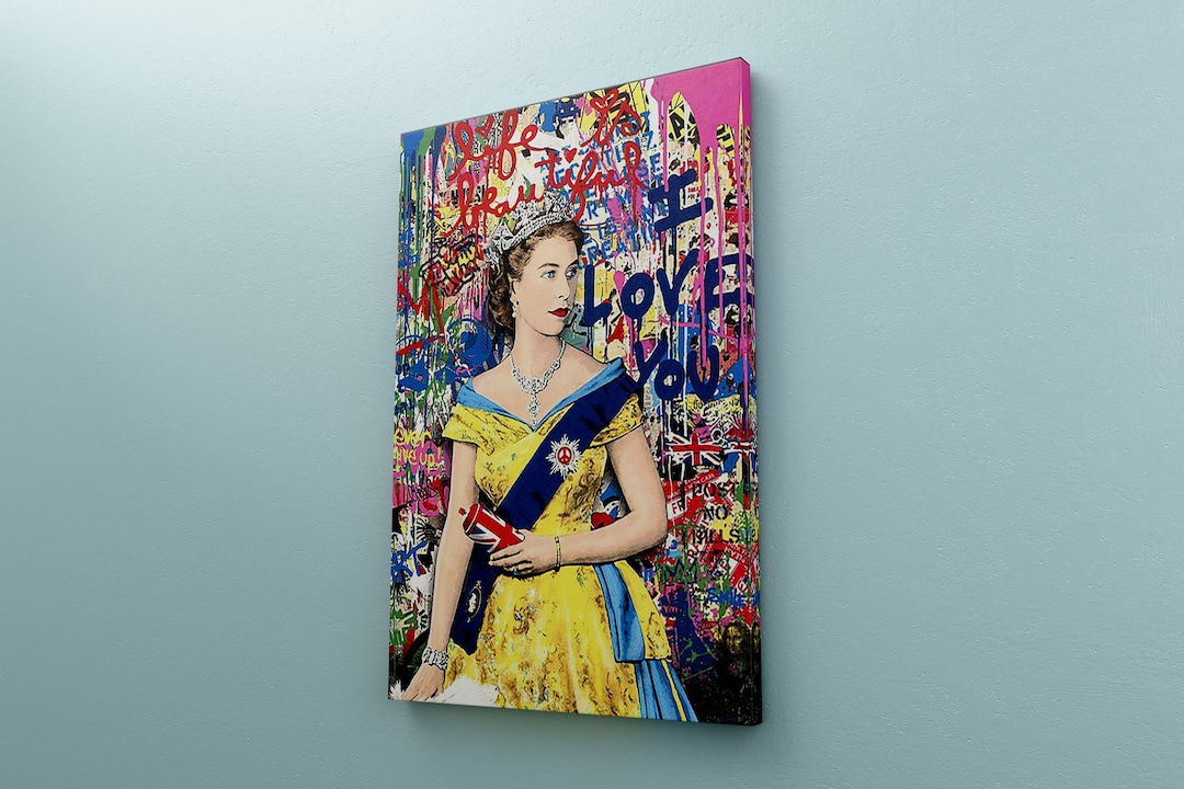 Banksy Queen Elizabeth Canvas, Banksy Style Queen Elizabeth, Banksy ...