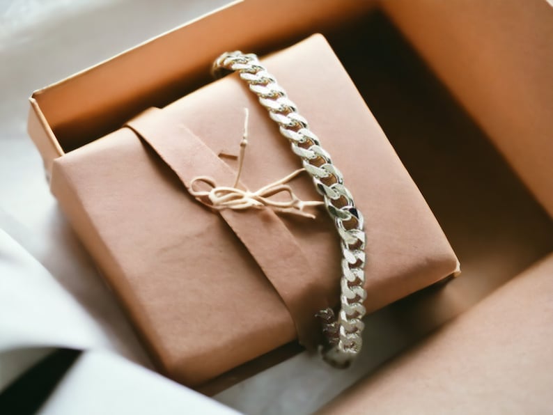 925 Sterling Silver Solid Cuban Curb Link Chain Bracelet 6mm 150 Gauge ...