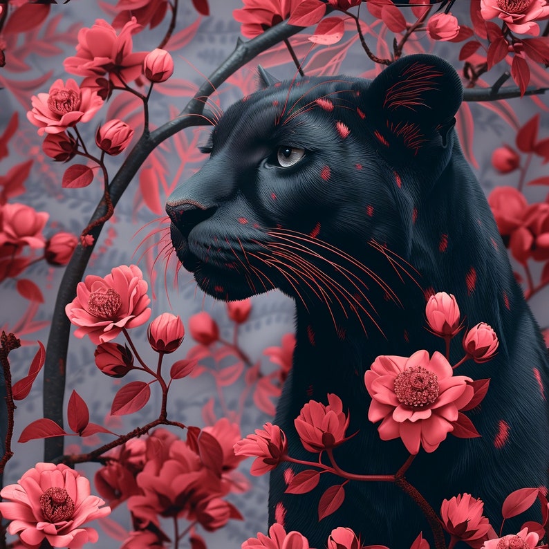 Black Panther Seamless Pattern, Panther Wallpaper, Panther Tile Digital ...