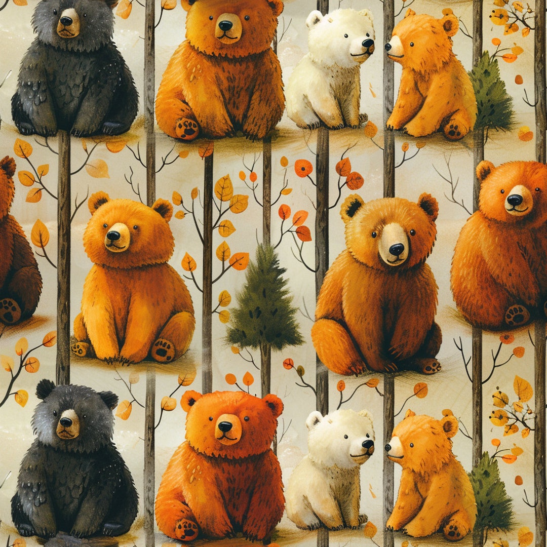 Cute Bears Seamless Pattern Baby Bear Background Seamless Handdrawn ...