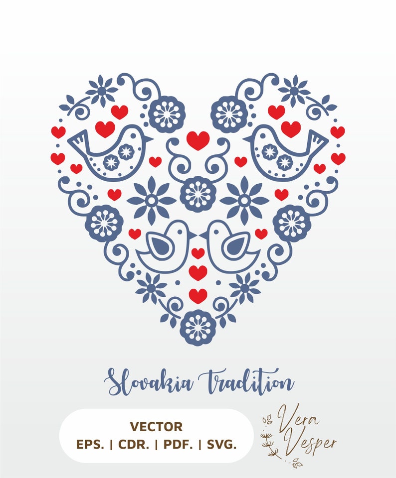 Slovak Ornament, Slovak Tradition Ornament, Vector, Svg, Clipart, Heart ...