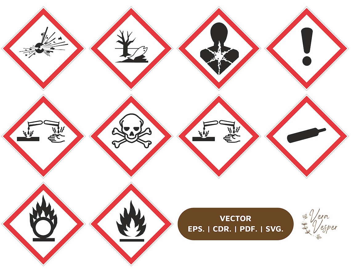 CLP GHS Vector Pictograms Warning Signs the Label of a Hazardous ...