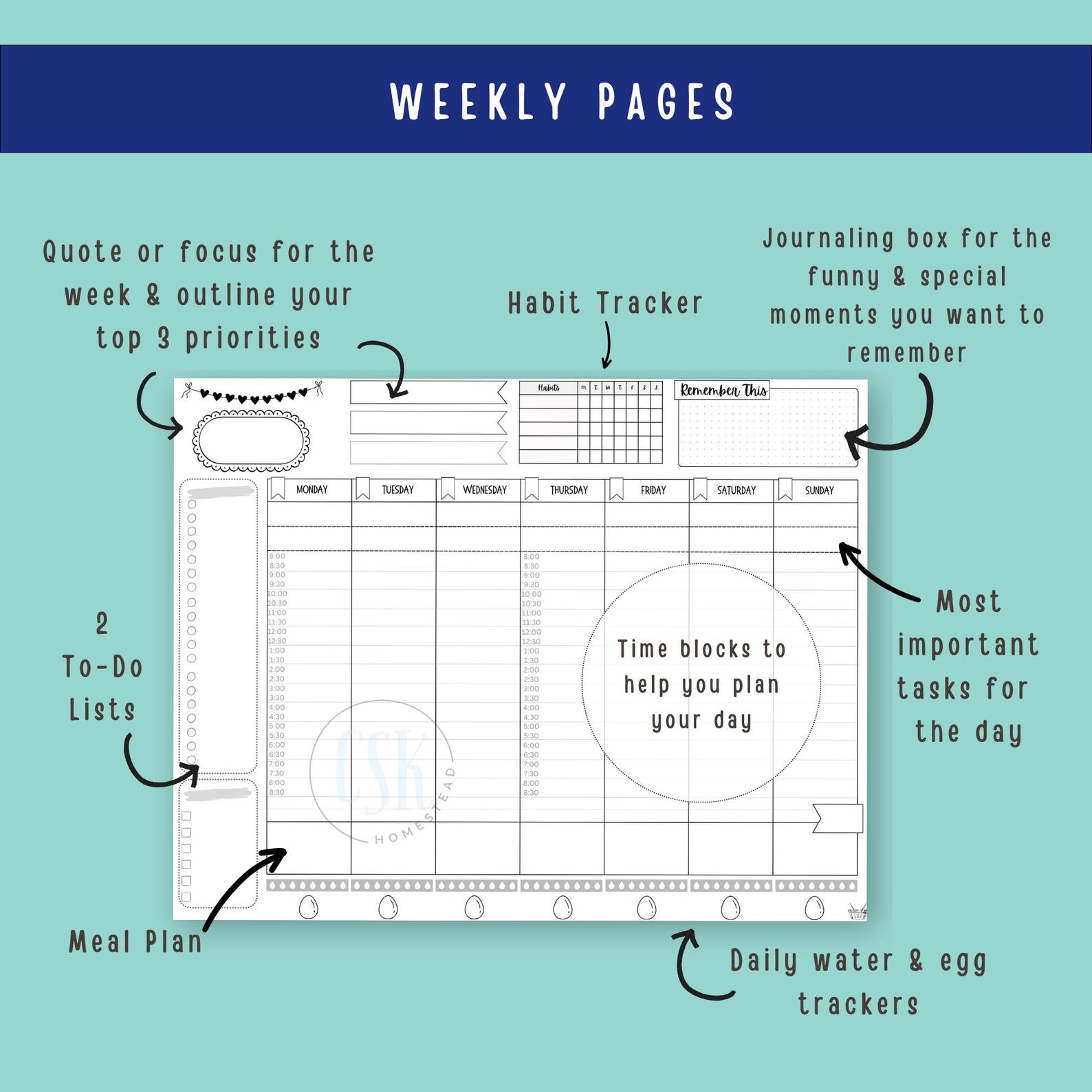 Undated Chicken Planner Backyard Chicken Keeper Calendar Monthly Weekly ...