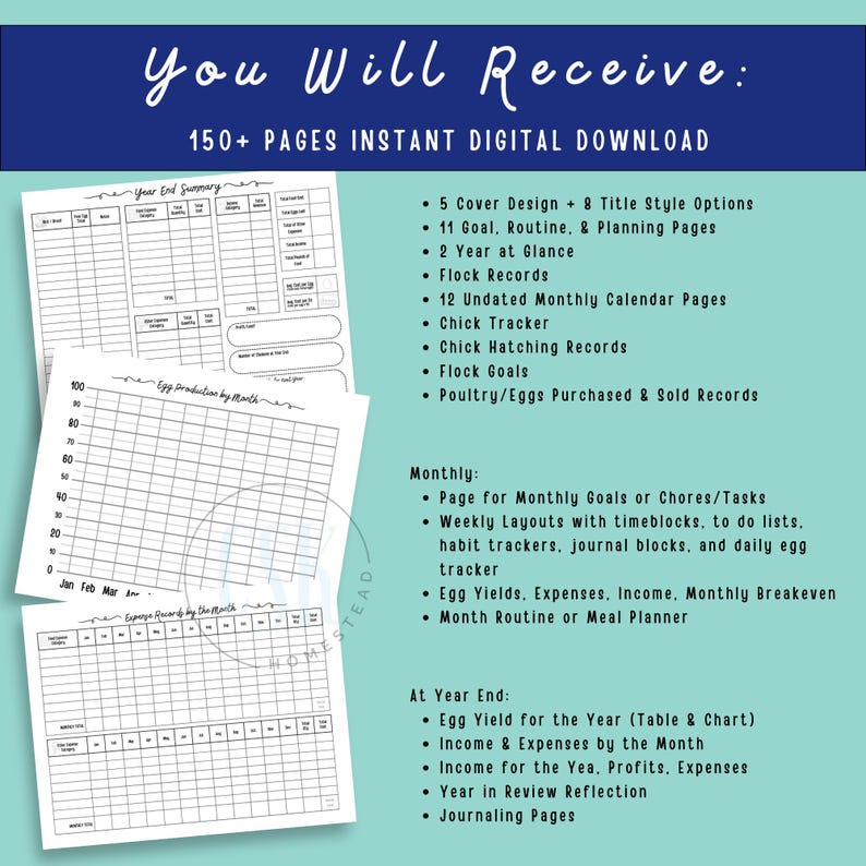 Undated Chicken Planner Backyard Chicken Keeper Calendar Monthly Weekly ...