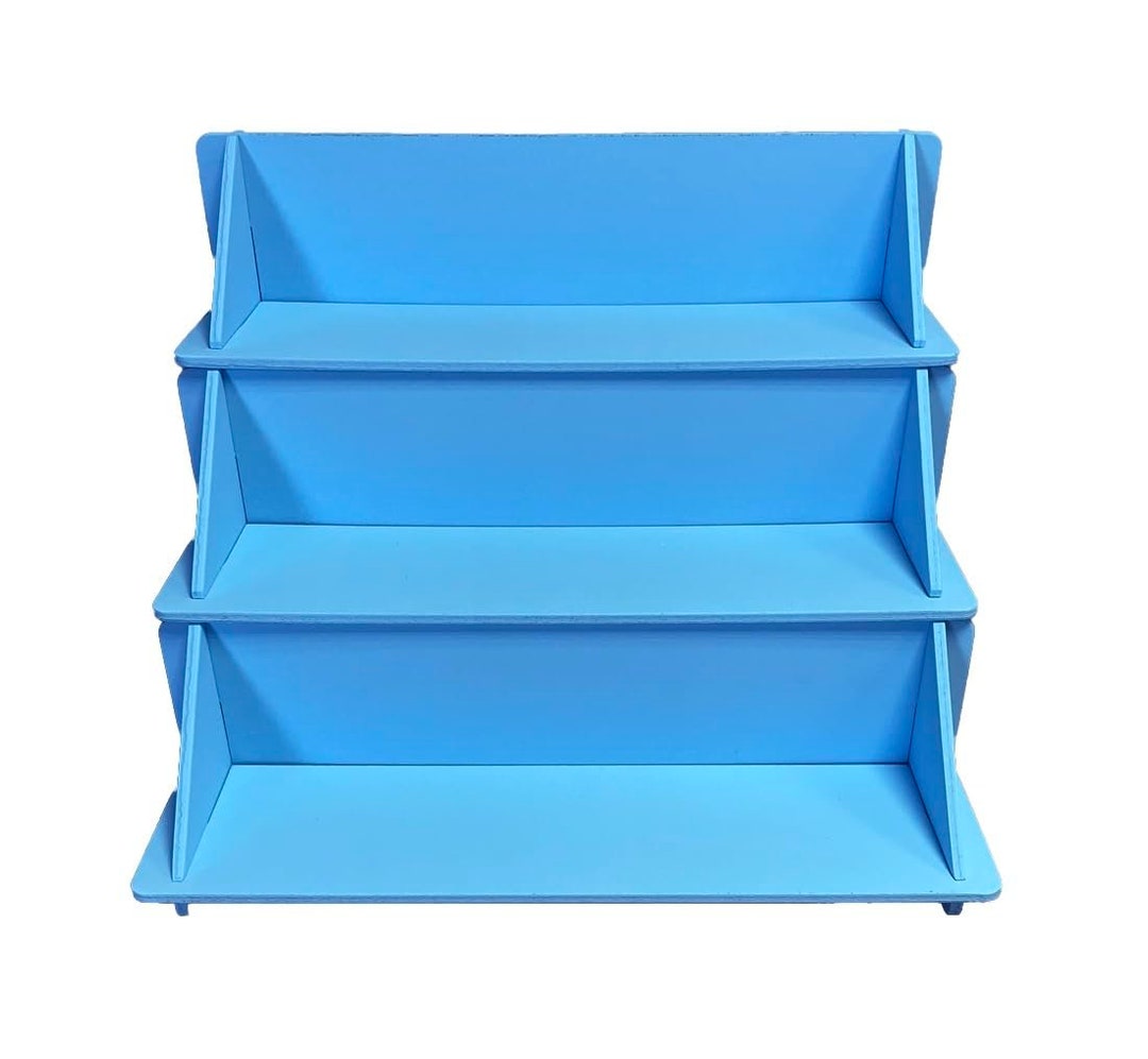 Blue MDF 3 Tier Solid Back Display Craft Stand Size 370mm X 324mm X ...