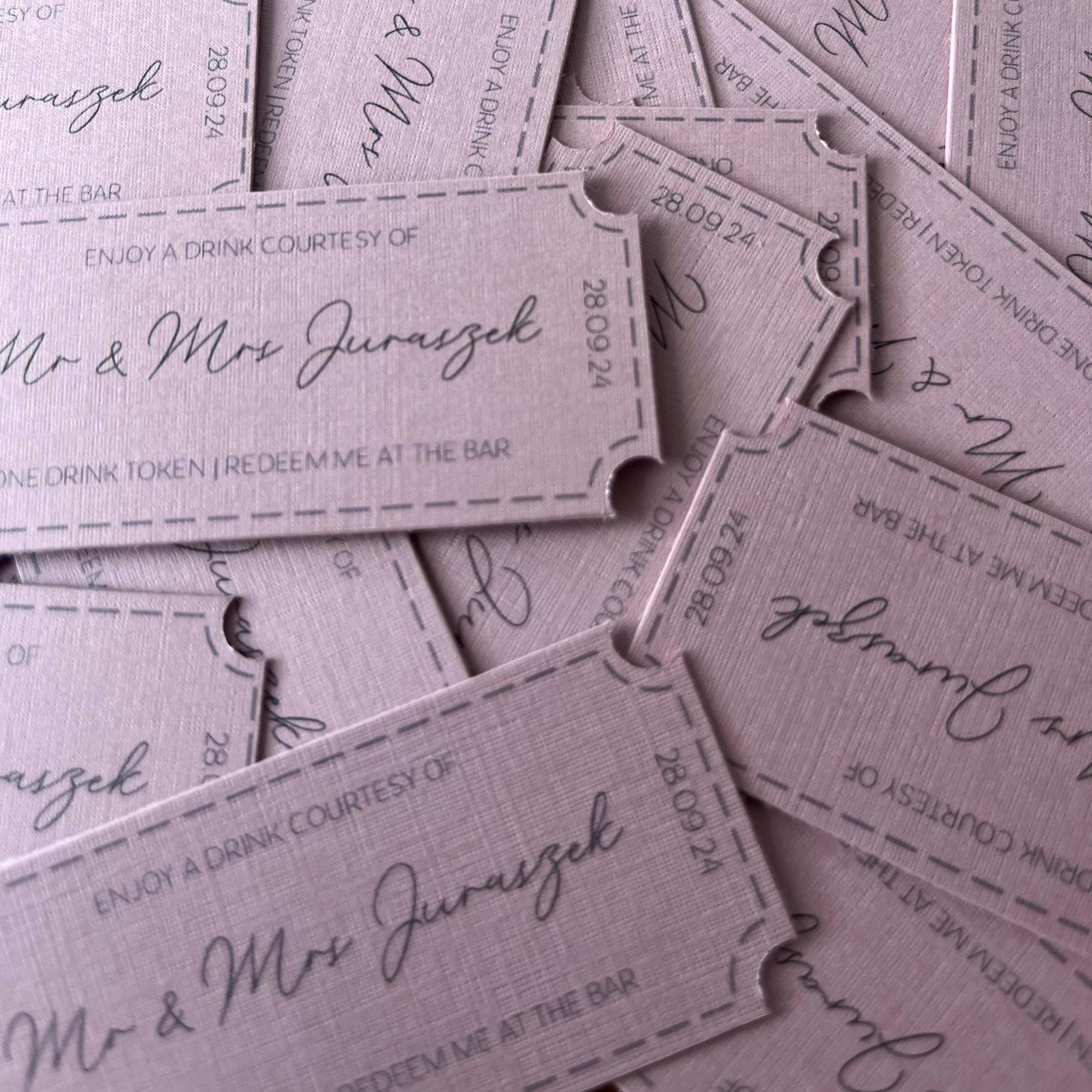 Drink Tokens Personalised - Ideal for Wedding, Anniversary, New Year ...