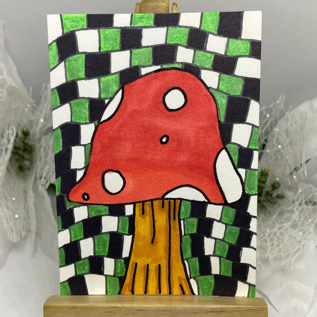 Retro Mushroom ACEO Artist Trading Card - Etsy