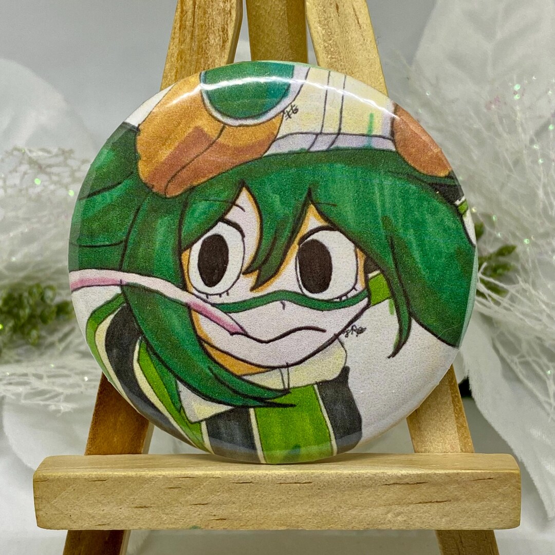 Froppy Frog Girl Anime Large Button Pin Hand Drawn Handmade New - Etsy