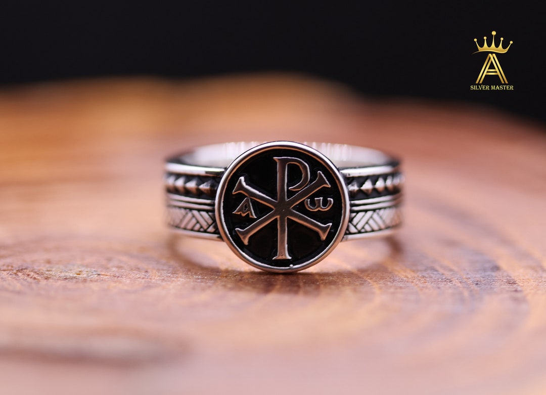 Chi Rho Ring Alpha Omega Ring Silver Chi Rho Ring Silver 925 Alpha ...
