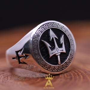 Poseidon's Trident Ring Trident Ring Silver Trident Ring Silver ...