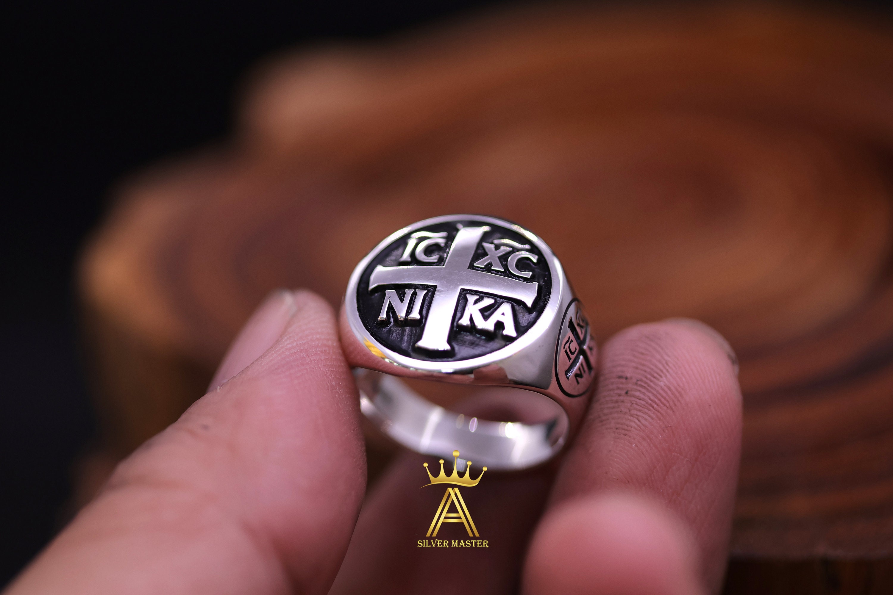 Christian Cross Ring IC XC Nika Ring Jesus Christ Ring Silver Ring ...