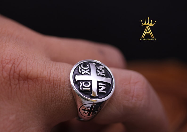 Christian Cross Ring IC XC Nika Ring Jesus Christ Ring Silver Ring ...