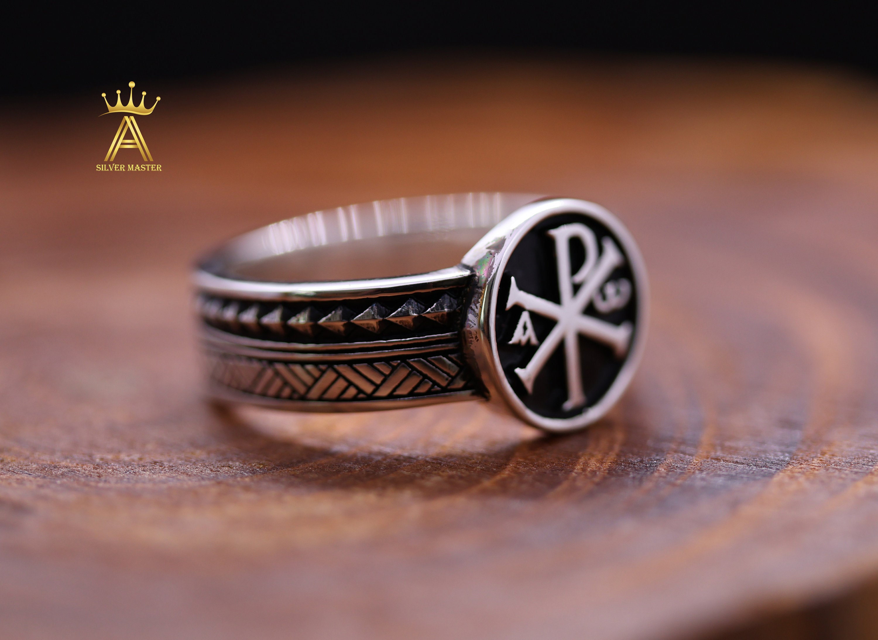 Chi Rho Ring Alpha Omega Ring Silver Chi Rho Ring Silver 925 Alpha ...