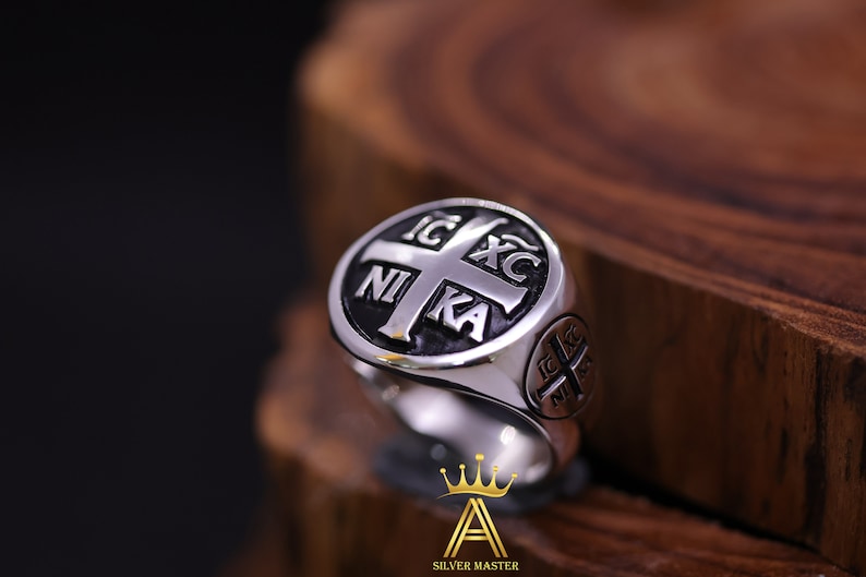 Christian Cross Ring IC XC Nika Ring Jesus Christ Ring Silver Ring ...