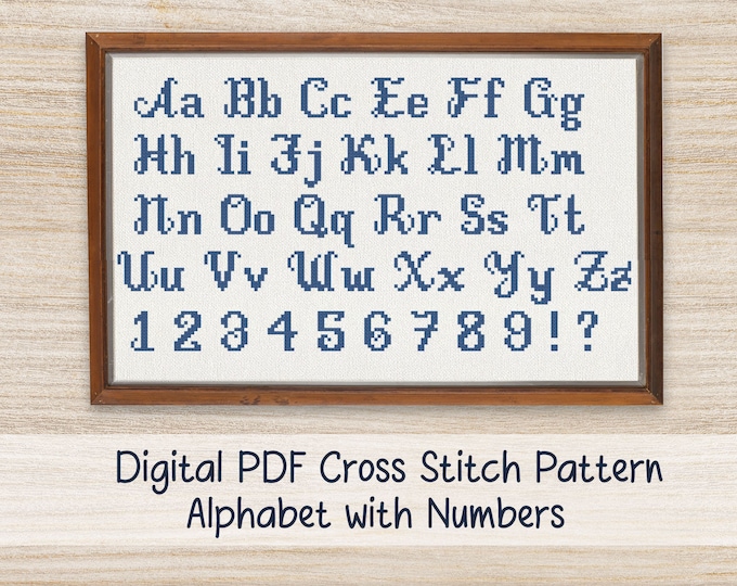Calligraphy Cross Stitch Alphabet and Numbers Pattern PDF. Cross Stitch ...