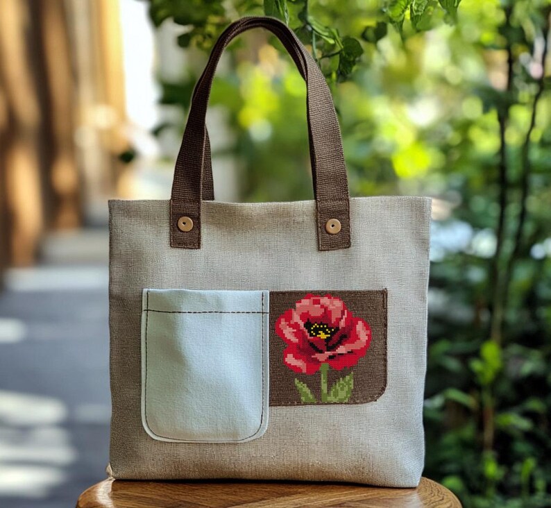 Poppy Floral Cross Stitch Pattern: Small Beginner Design (digital PDF ...