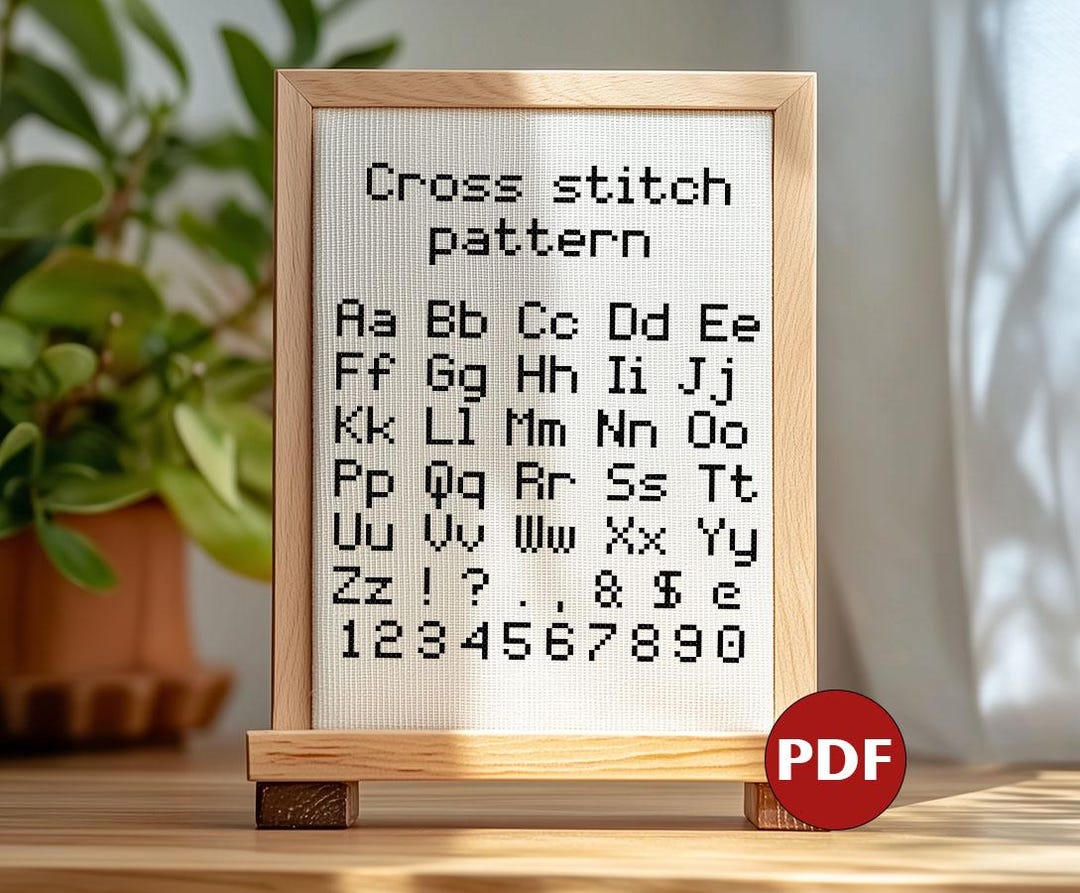 Cross Stitch Pattern PDF - Mini Font Letters Numbers Symbols - Small ...