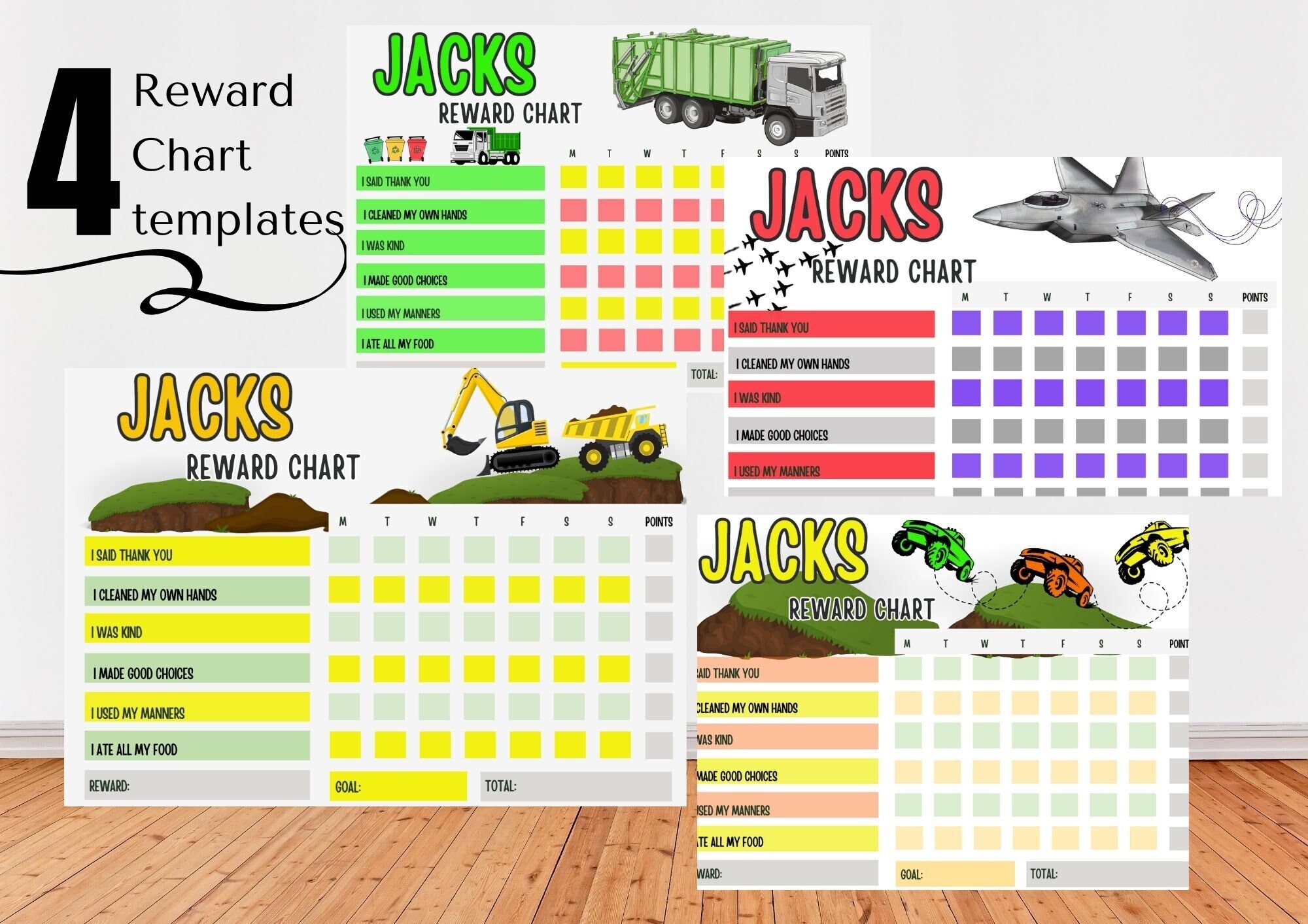 Editable Reward Chart, Kids Reward Chart, Good Behavior Chart, Toddler ...