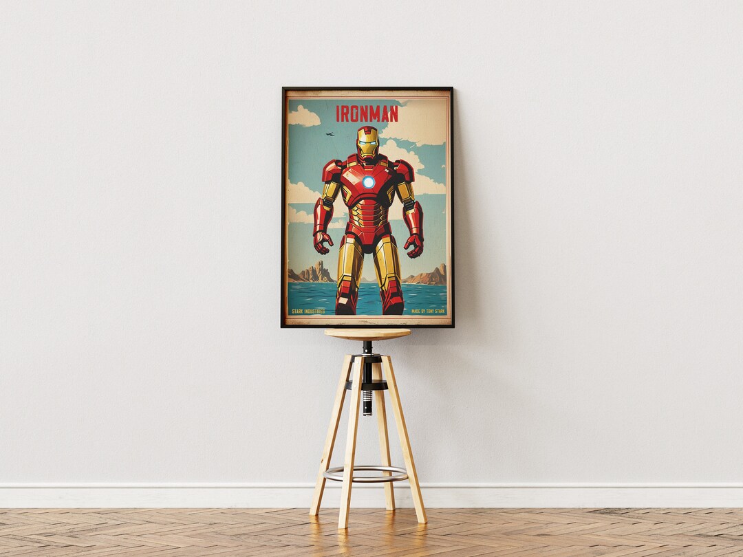 Vintage Iron Man Poster Digital Download Retro Marvel Wall Art ...