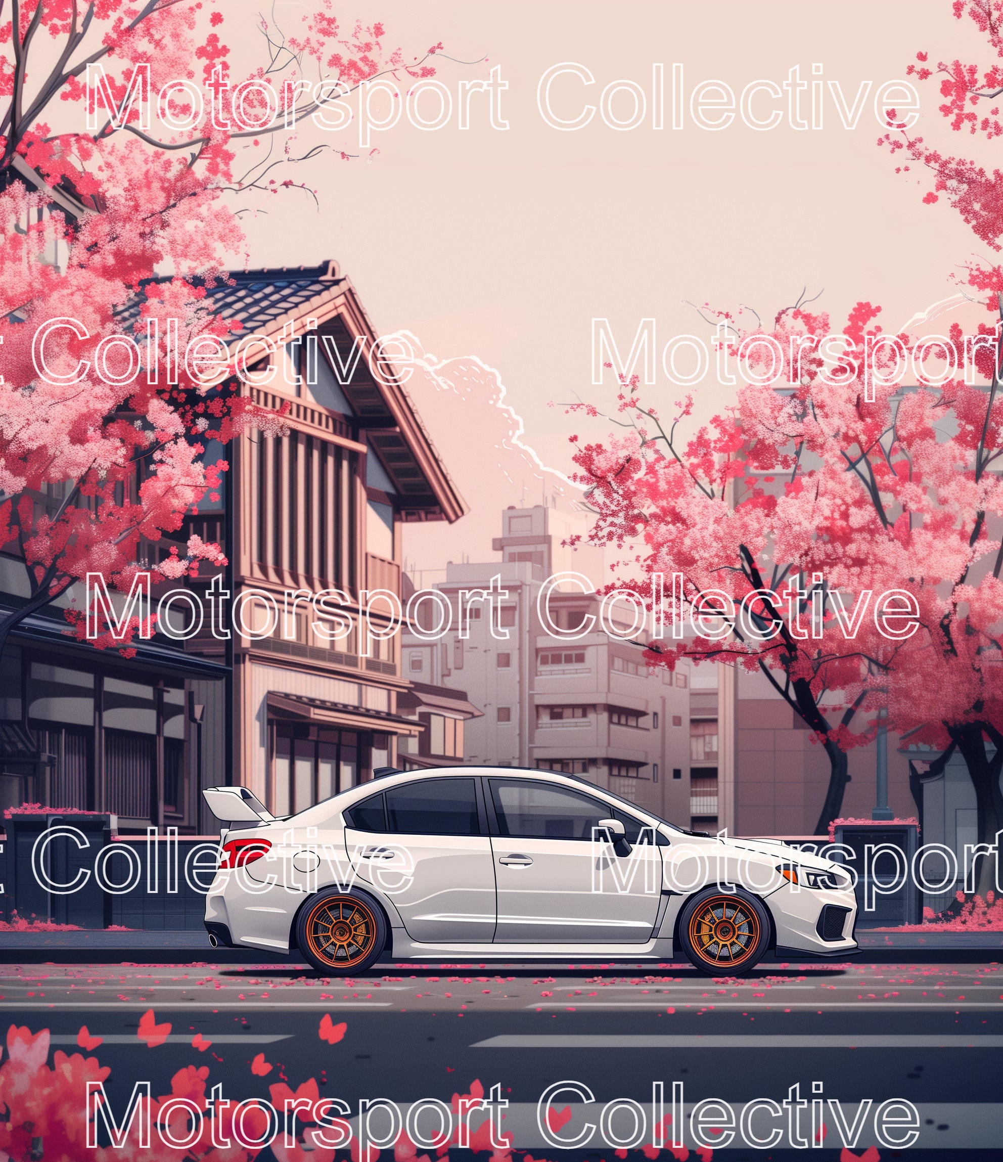 Subaru WRX STI VA Poster Jdm Japan Cherry Blossom Tokyo Digital ...