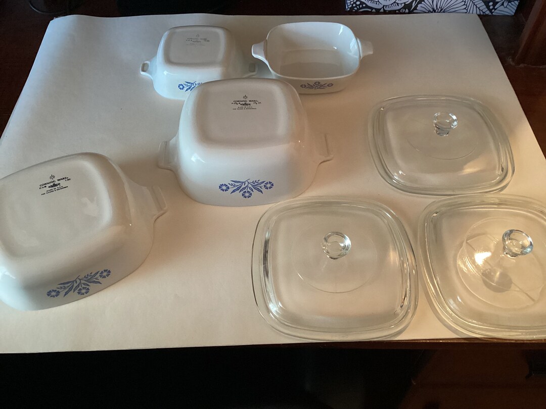 Vintage Corning White and Blue Dishes - Etsy