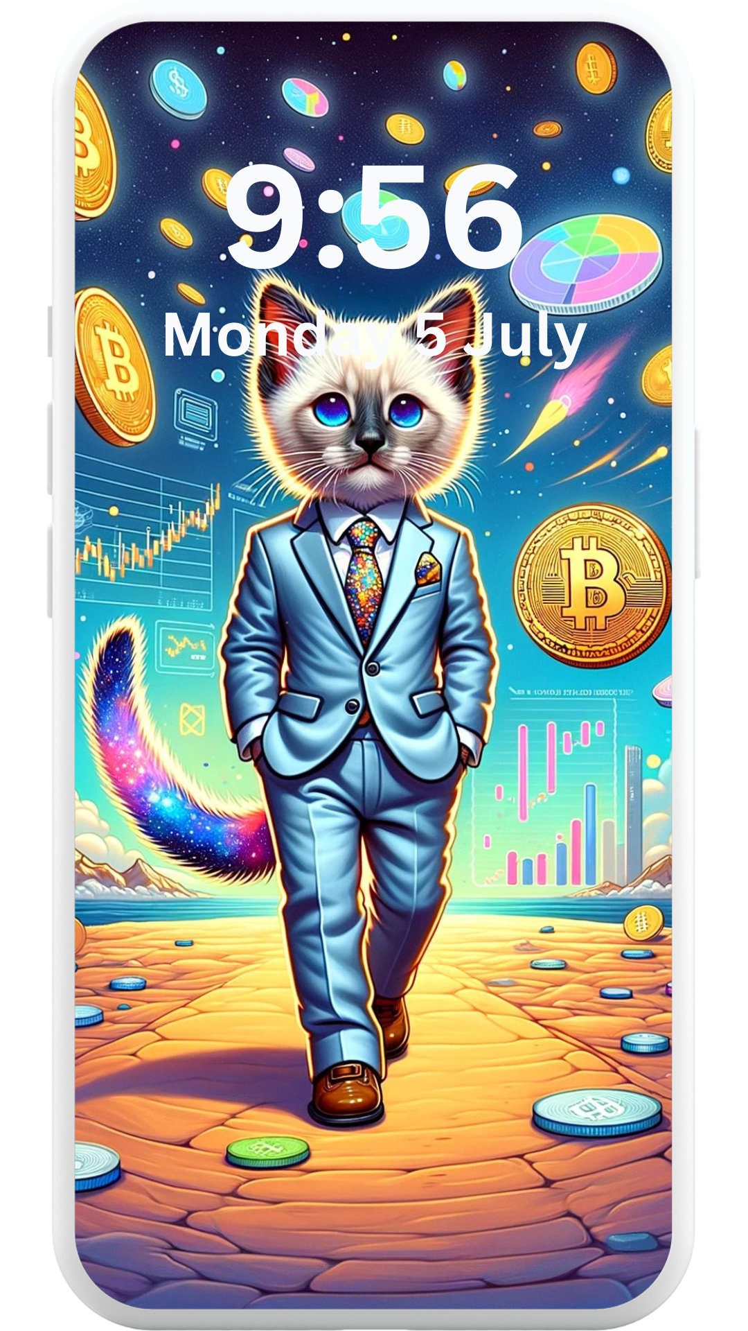Bitcoin Siamese Kitten Digital Wallpaper for Phone - Etsy