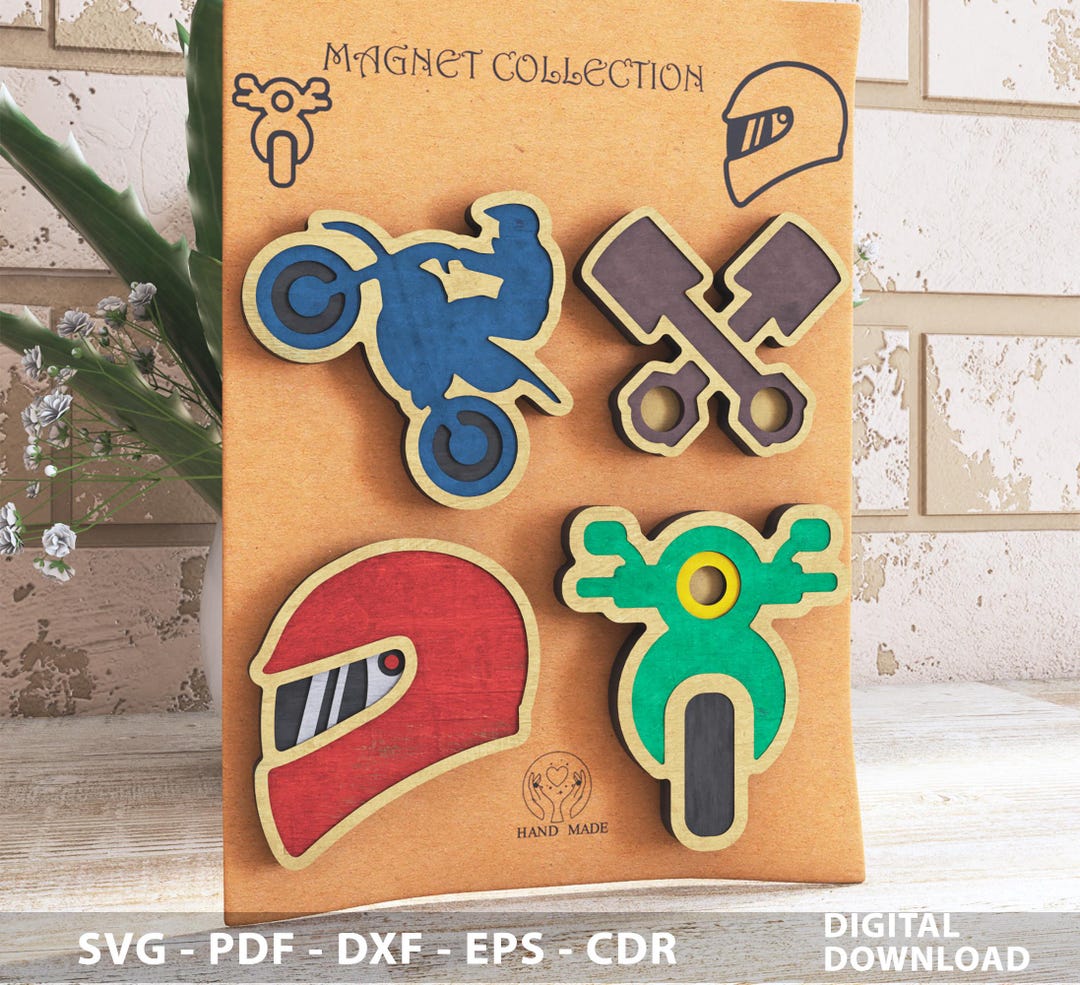 Motorcycle Themed Magnet Collection SVG File - Instant Digital Download ...