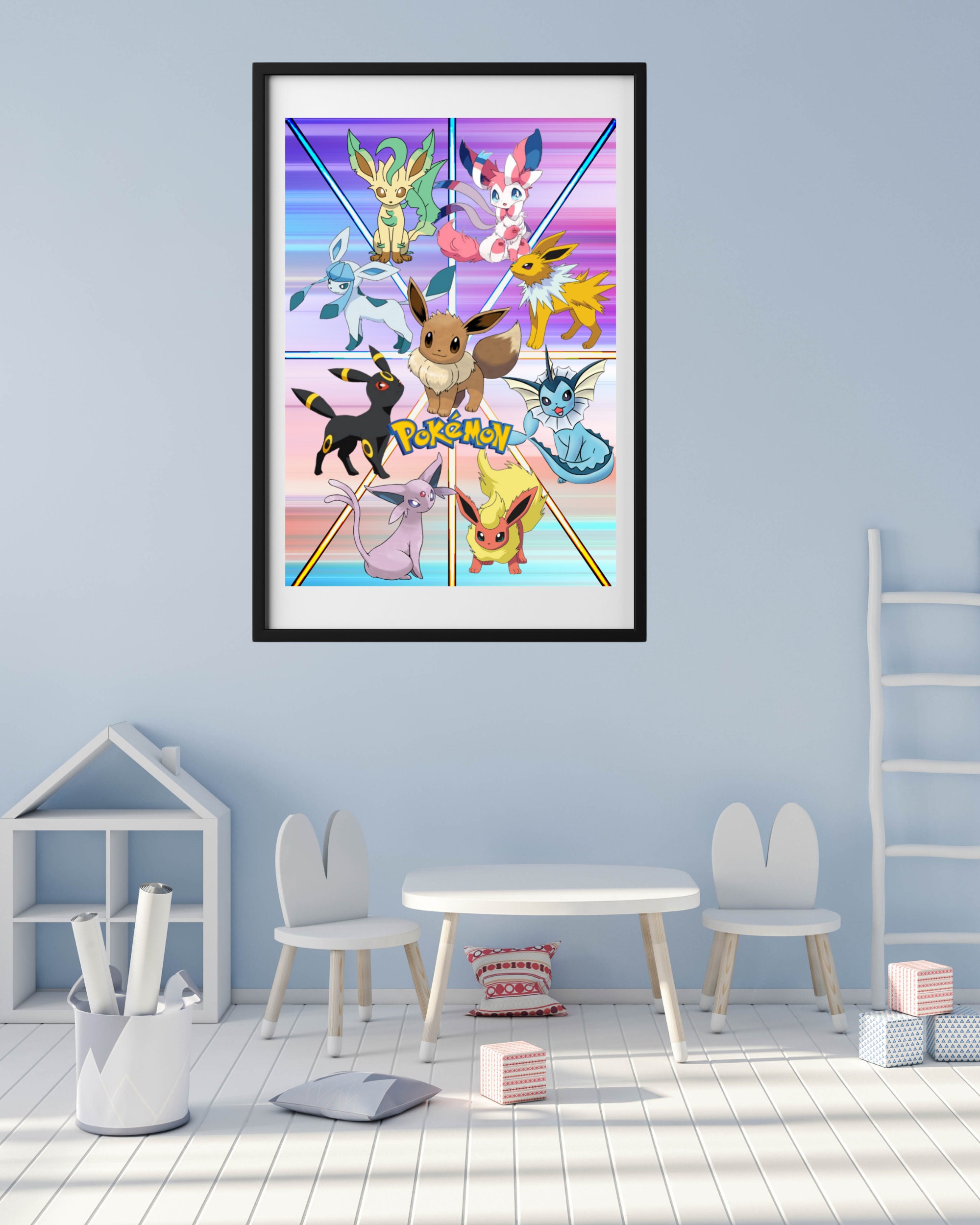 Eevee Evelutions Poster, Pokemon Wall Art, Digital Poster Instant ...
