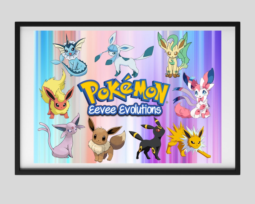 Eevee Evolution Poster, Pokemon Poster, Wall Art, Digital Poster ...