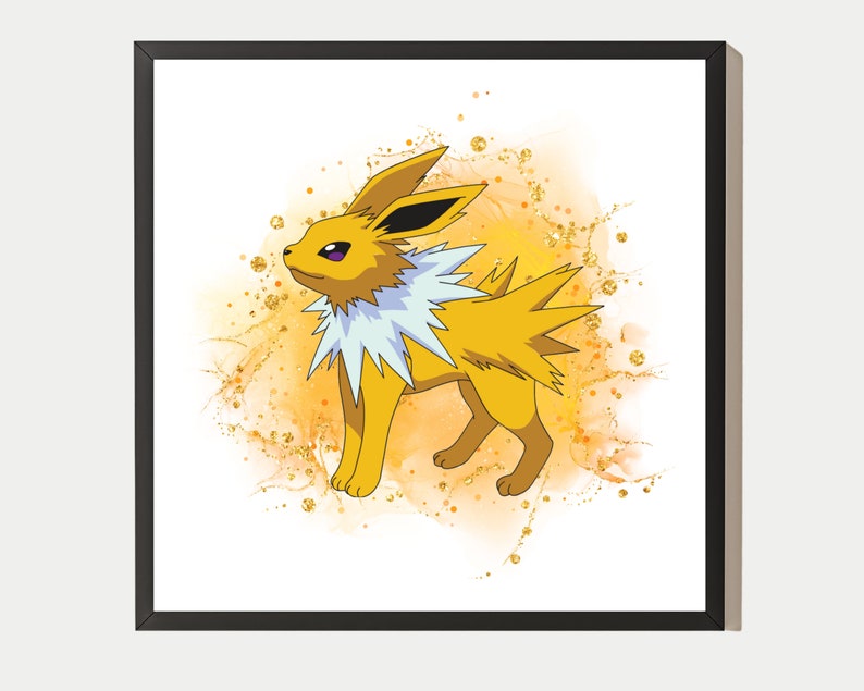 Eevee Eeveelutions Poster Set of 9 Glitter, Pokemon Wall Art, Digital ...