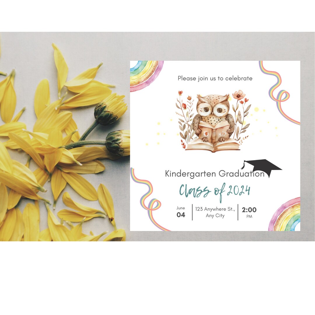Kindergarten Graduation Invitation, Kindergarten Party Invite, Pre-k ...