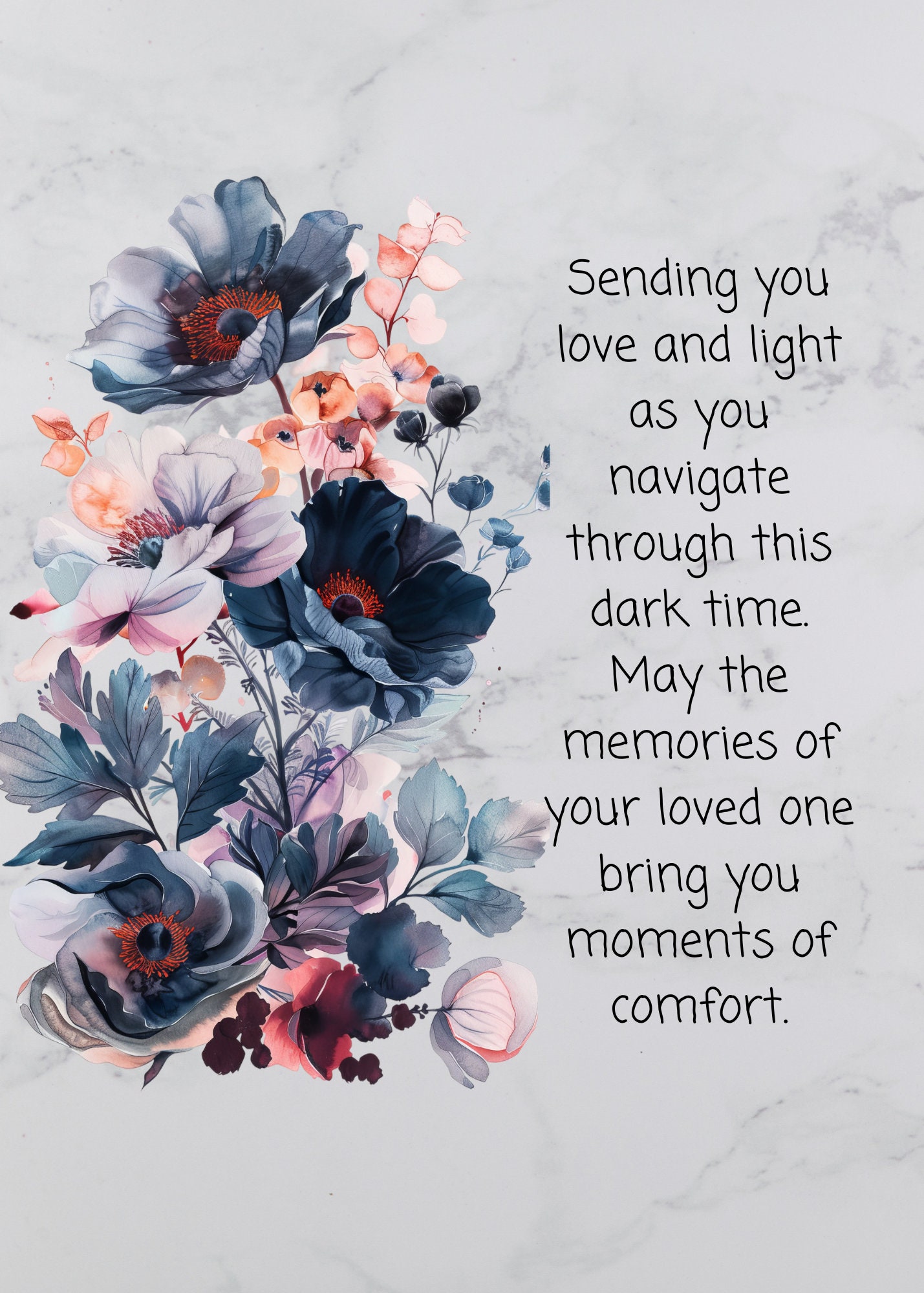 Sympathy Card Floral Sympathy Card Funeral Card Loss of a Loved One ...