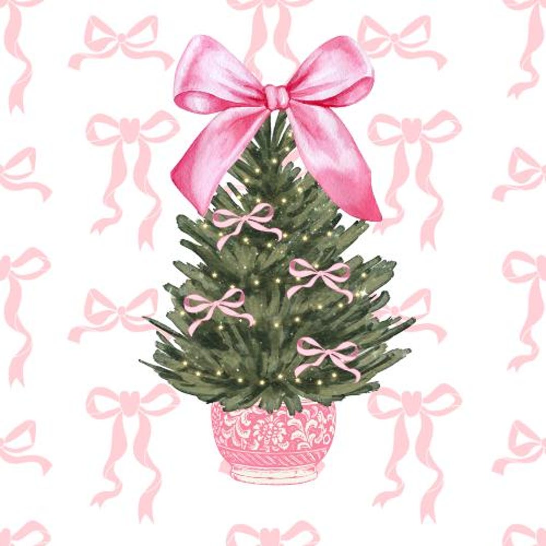 Christmas Tree Bow PNG, Christmas Tree PNG, Pink Bow PNG - Etsy
