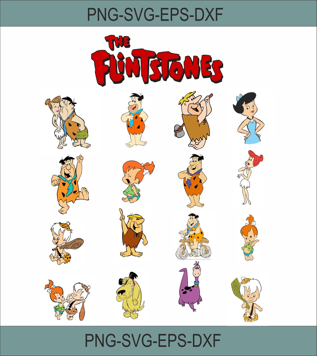 17 Colored Layered the Flintstones Retro Cartoon 60s and 70s SVG Files ...