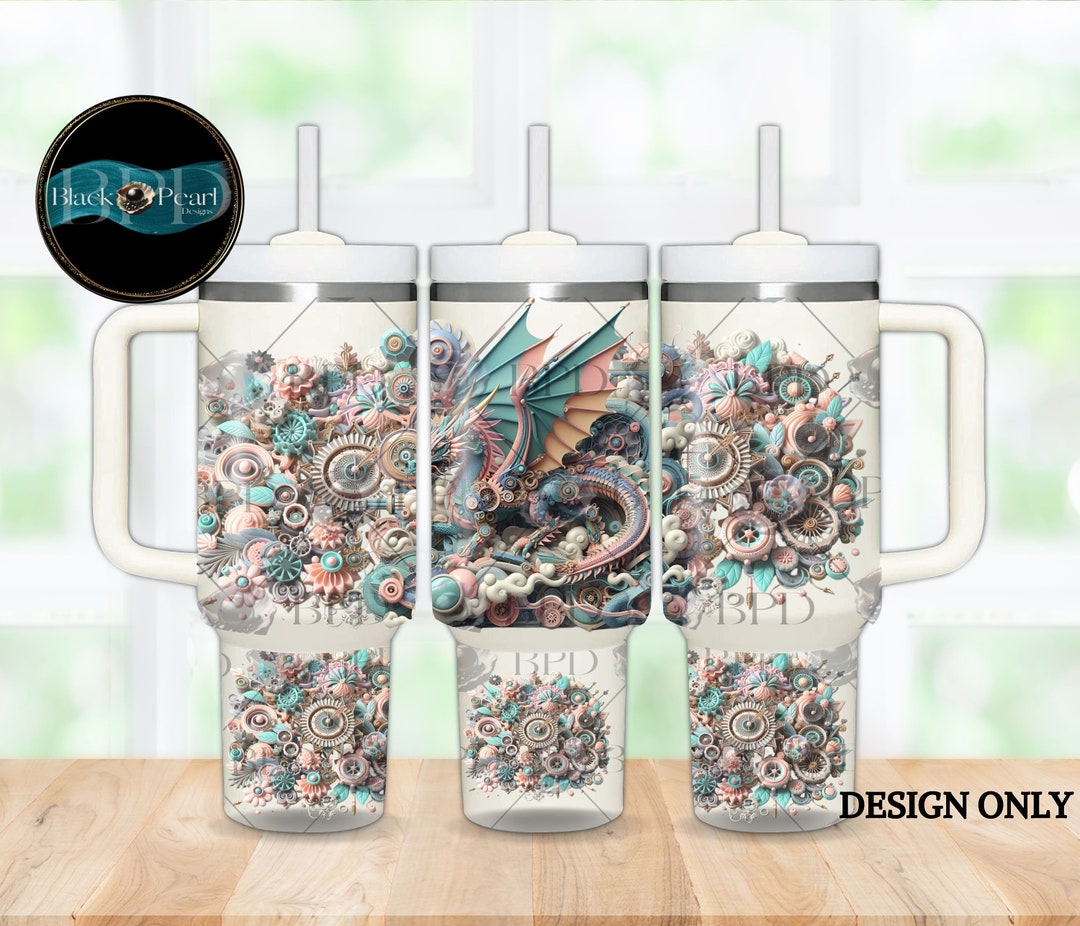 Pastel Steampunk Dragon PNG Design for 40oz Tumbler Straight & Tapered ...