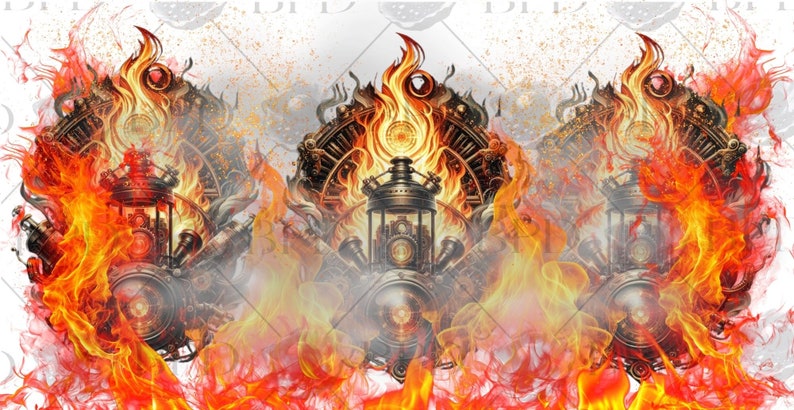 Steampunk Firefighter 40oz Tumbler Wrap PNG Design Download Straight ...