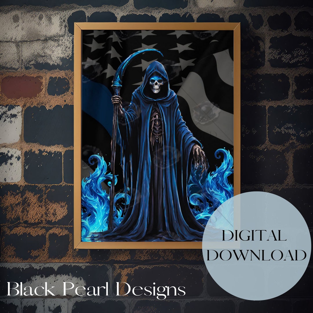 Grim Reaper Law Enforcement Print Digital Artwork Unique Home Decor ...