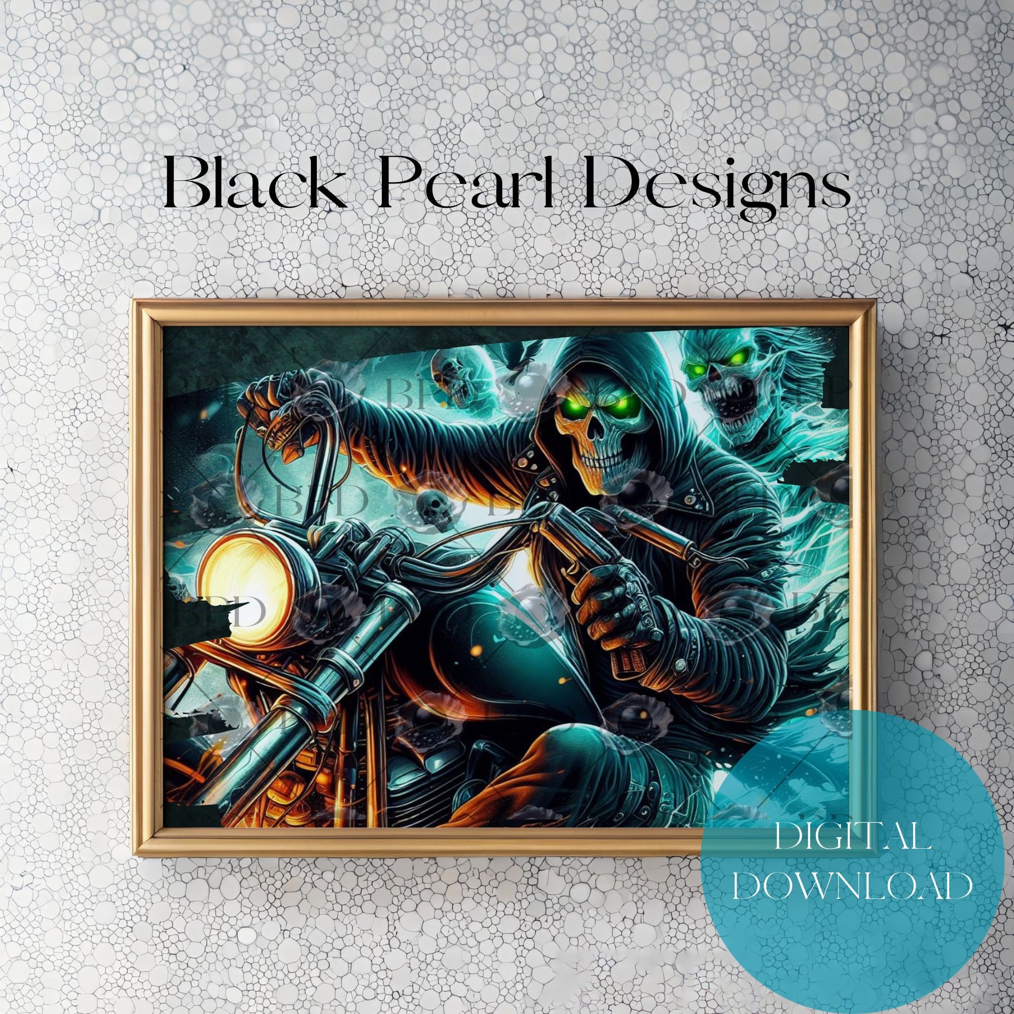 Haunting Green Eyes Motorcycle Artwork Digital PNG & JPG File for ...