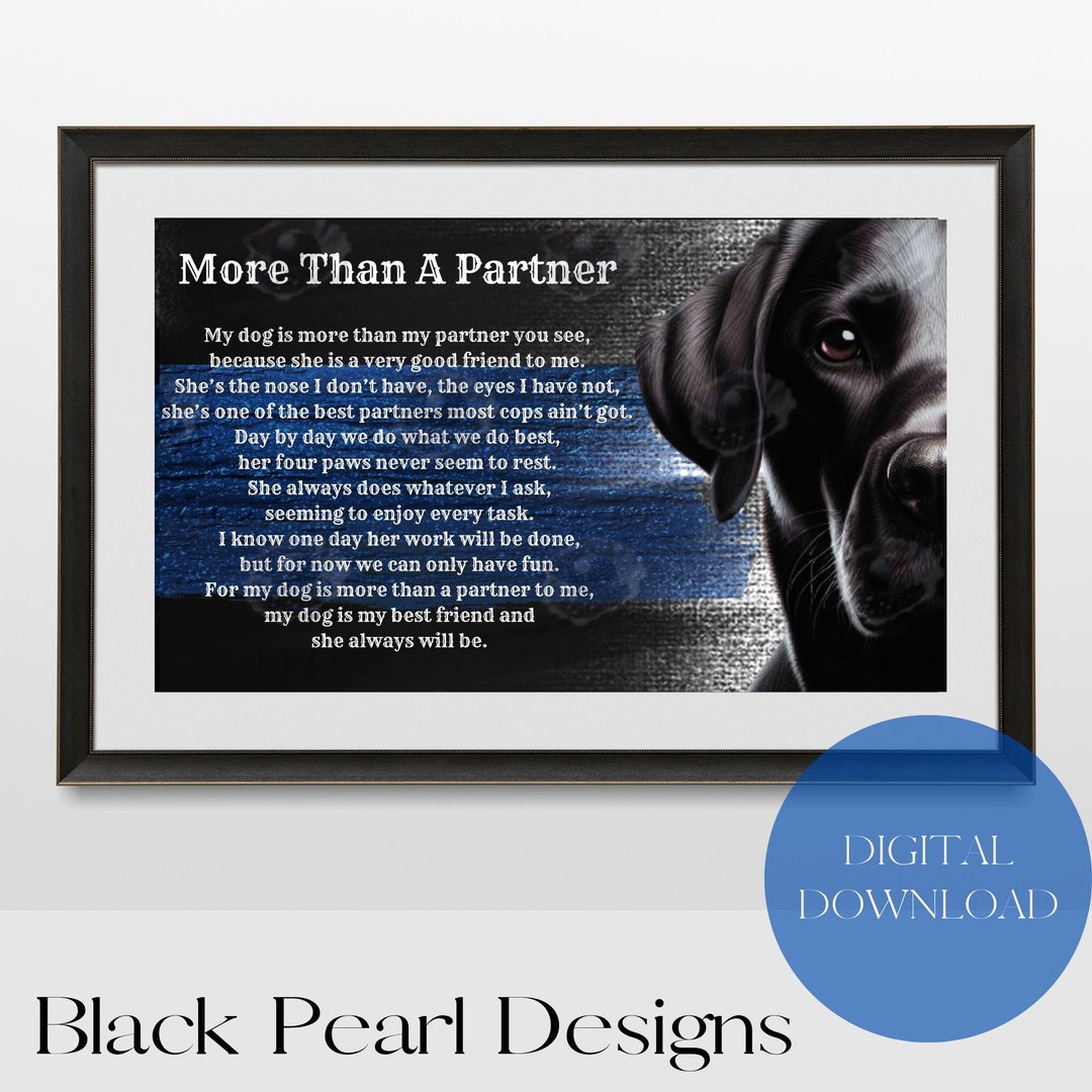 Printable Black Labrador Police Dog Art Instant Download Wall Decor ...