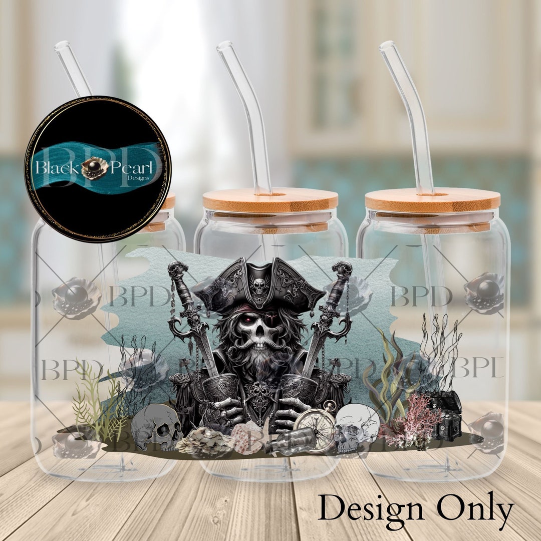 Pirates Ahoy! 16 Oz Libbey Wrap Digital Print for Pop Can Glass Jar ...