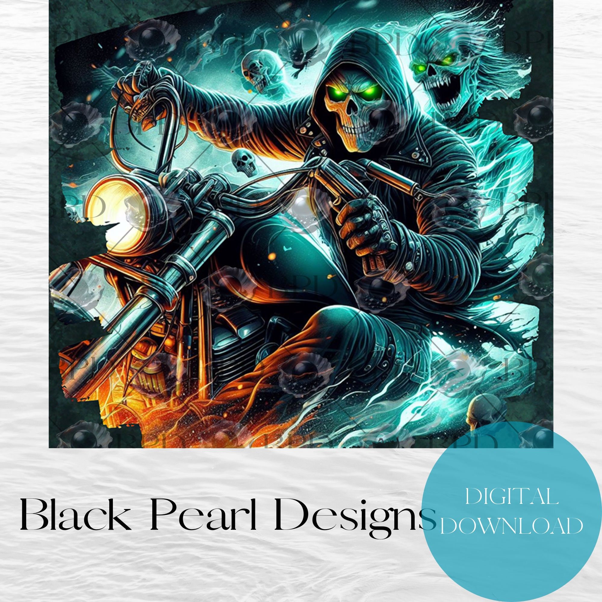 Haunting Green Eyes Motorcycle Artwork Digital PNG & JPG File for ...