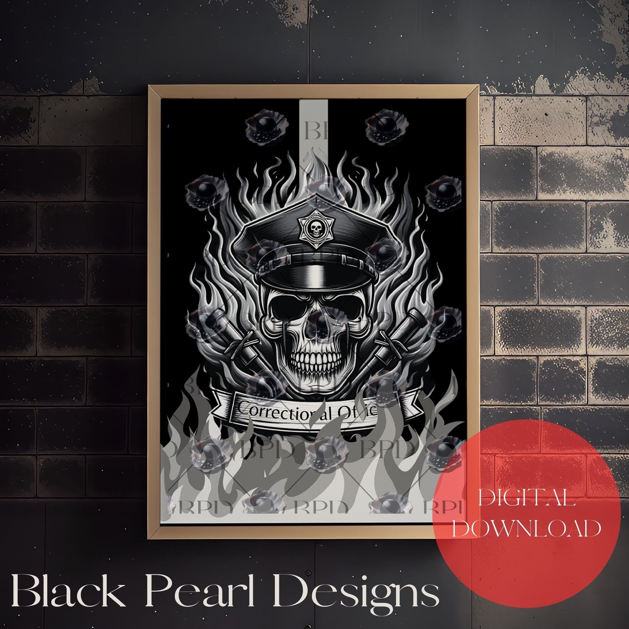 Steampunk Corrections Officer Skull PNG & JPG Digital Print for Home ...