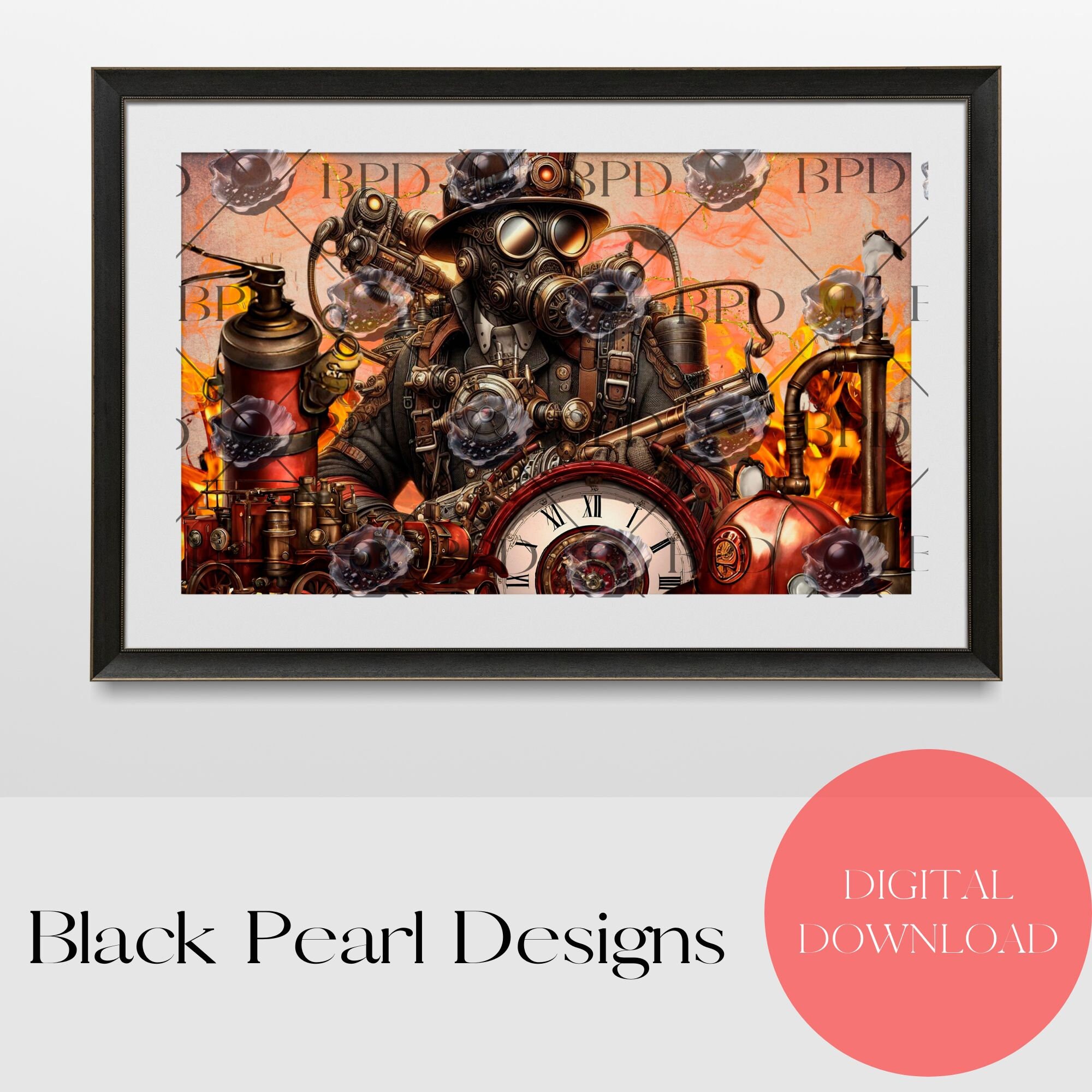 Steampunk Firefighter Design PNG File for Tumblers & Cups Home Decor ...