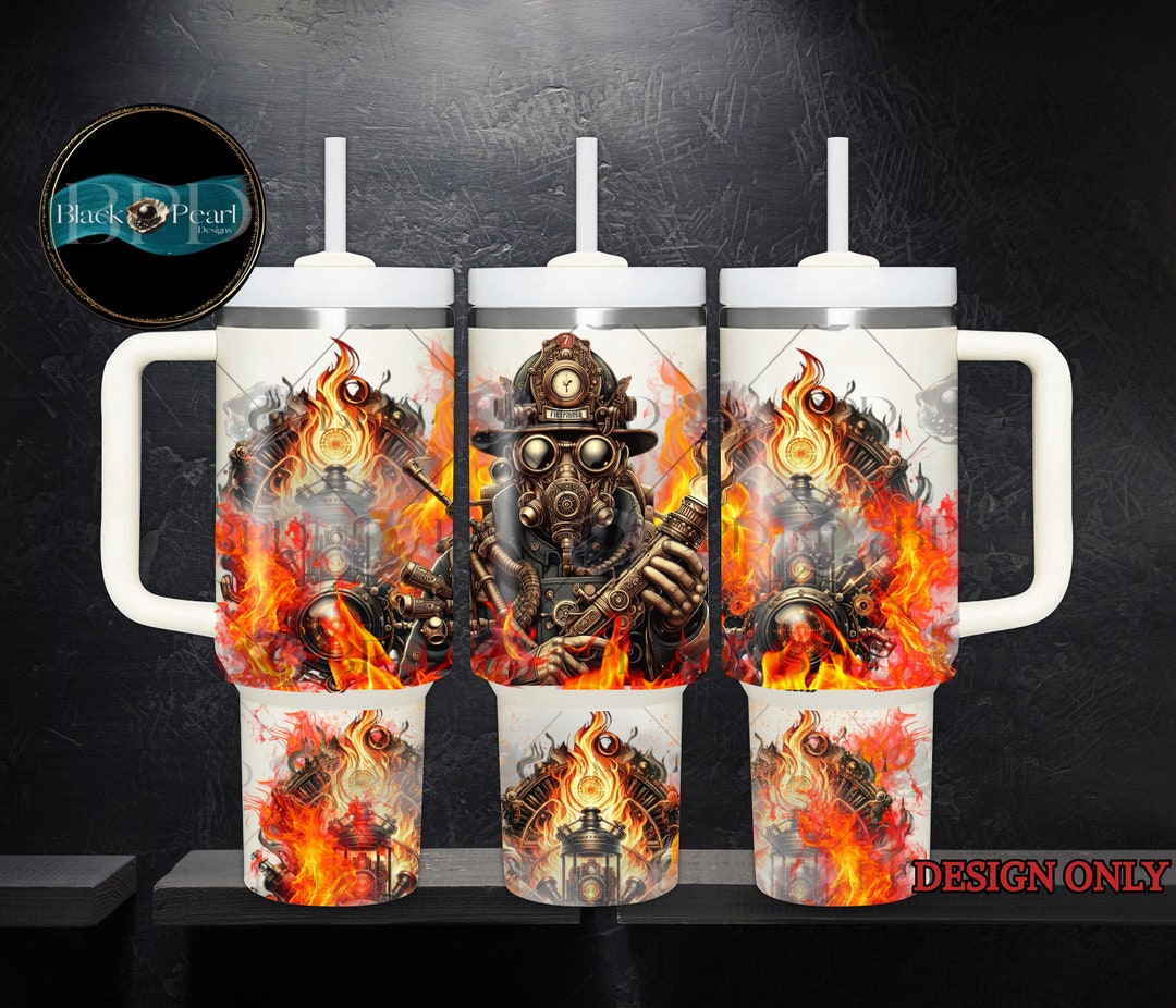 Steampunk Firefighter 40oz Tumbler Wrap PNG Design Download Straight ...