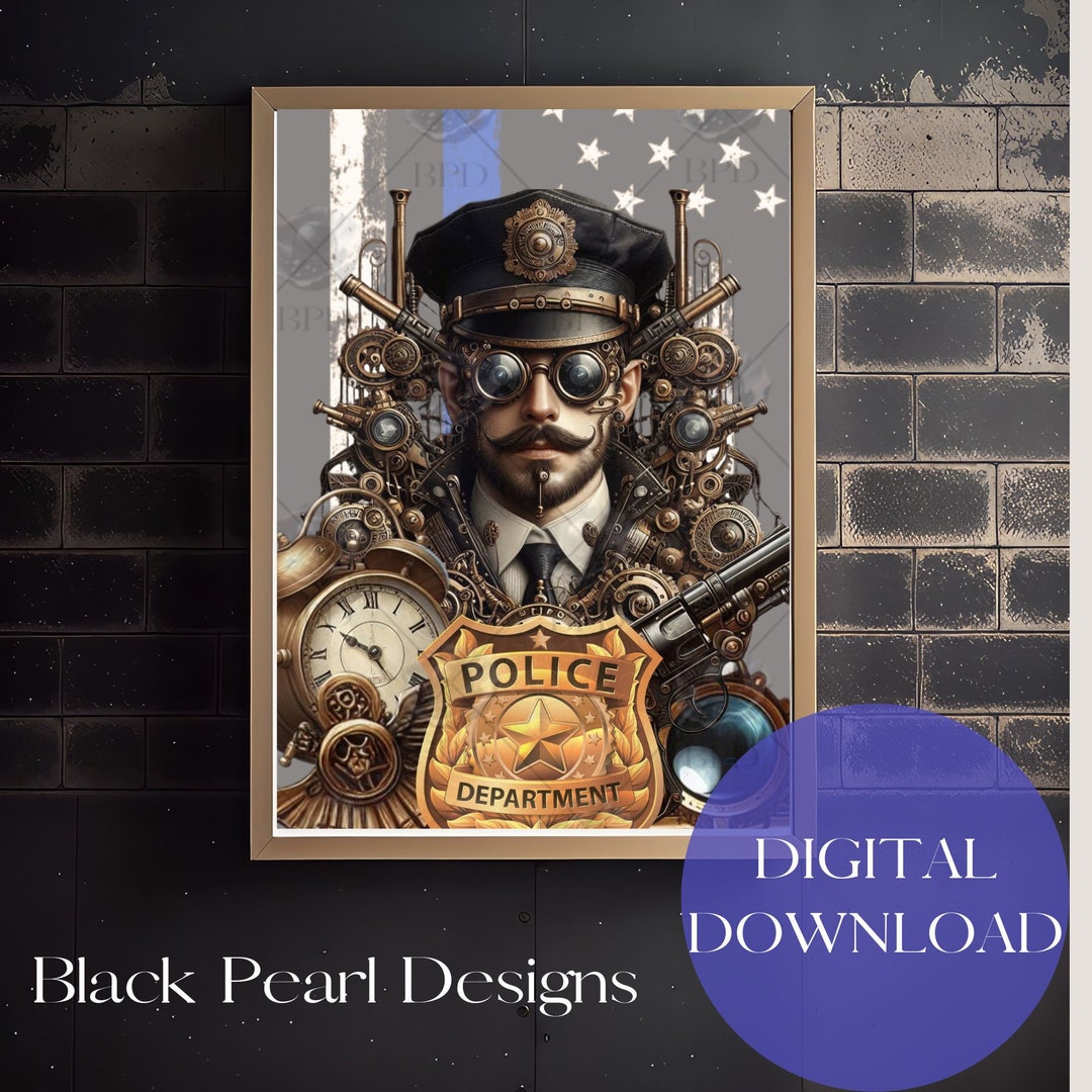 Vintage Steam Punk Police Officer Artwork Instant Download for Unique ...