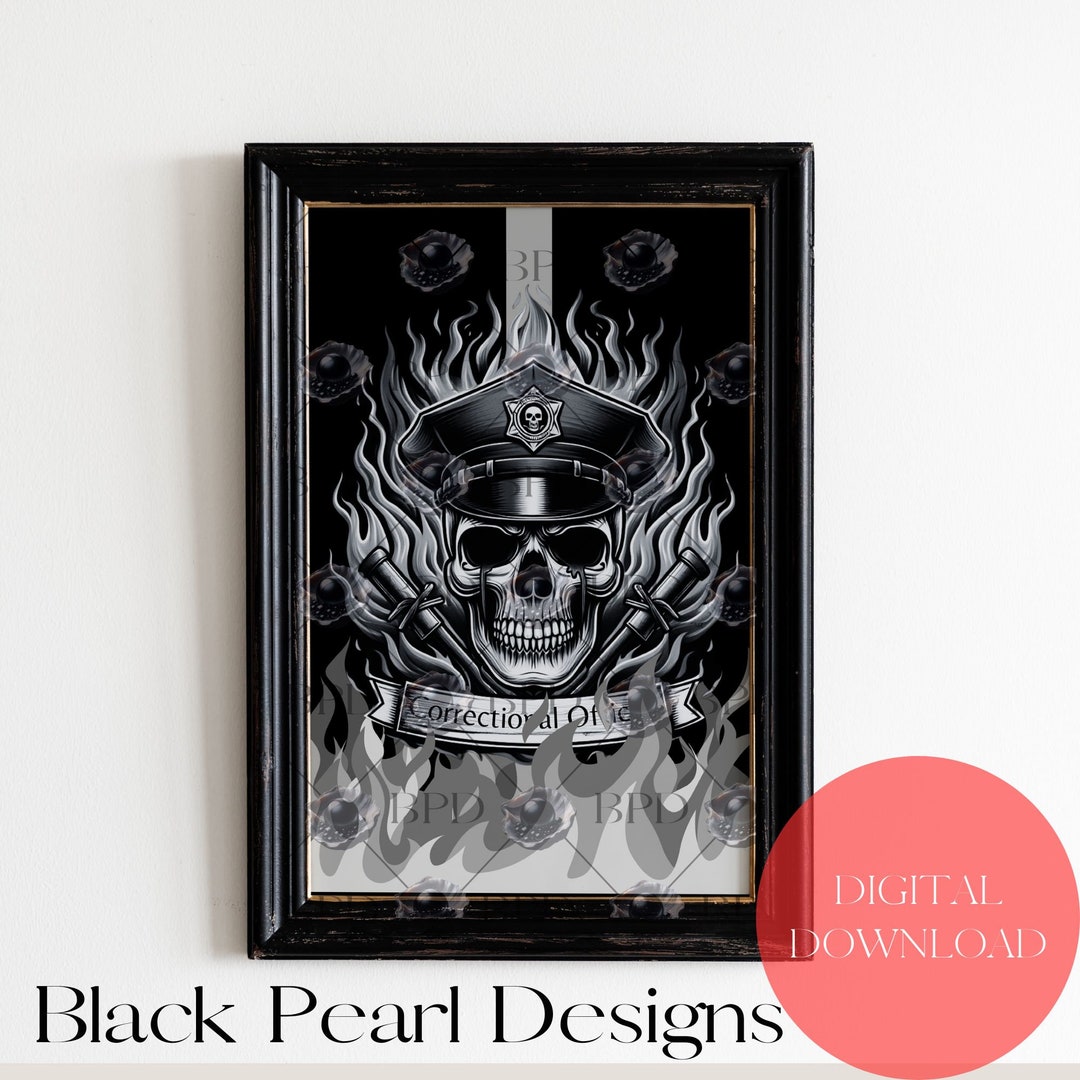 Steampunk Corrections Officer Skull PNG & JPG Digital Print for Home ...