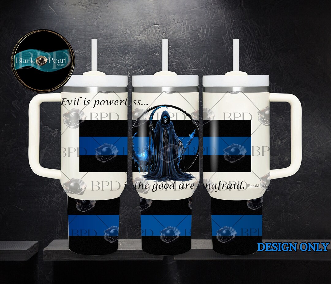 Police Grim Reaper Tumbler Wrap PNG | Blue Line Support 40oz Design ...