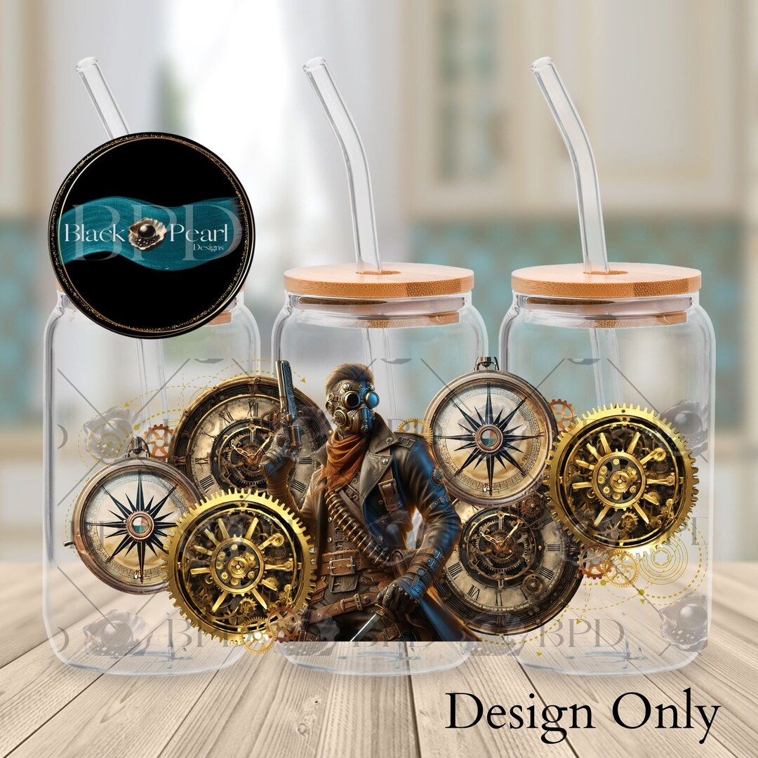 Steampunk Clockwork PNG Wrap for 16oz Libbey Digital Print Instant ...