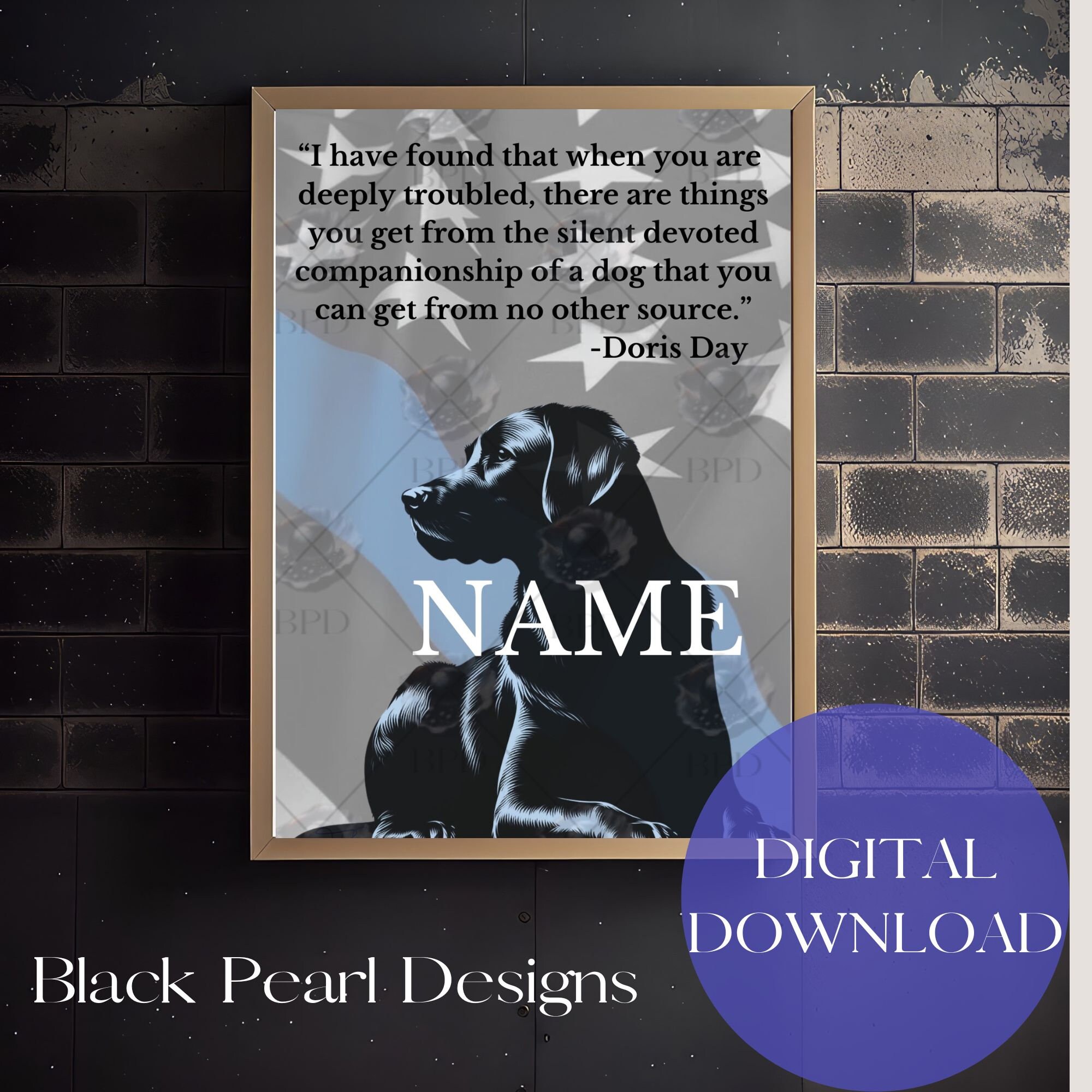 Police Black Labrador K9 Art Print Home Decor Wall Art for Law ...