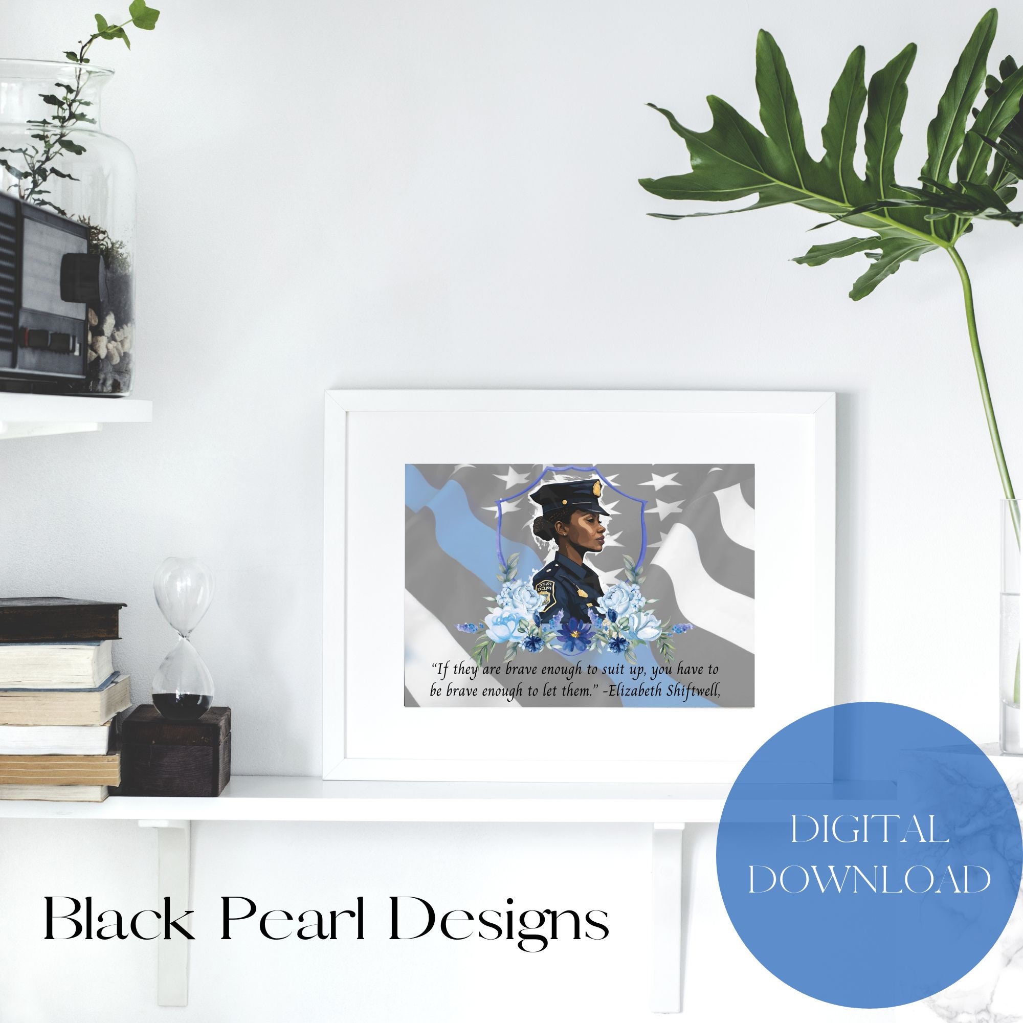 Feminine Police Officer Floral Artwork Digital Download Blue Badge ...